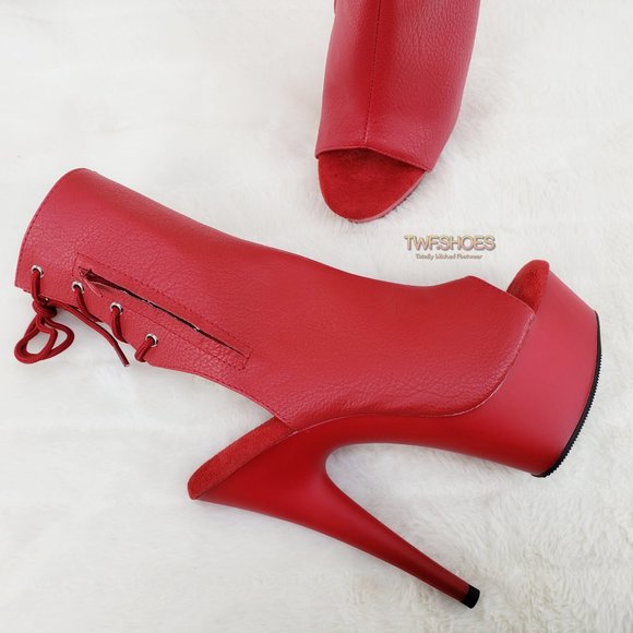 Pleaser | Shoes | Red Platform Ankle Boots | Poshmark